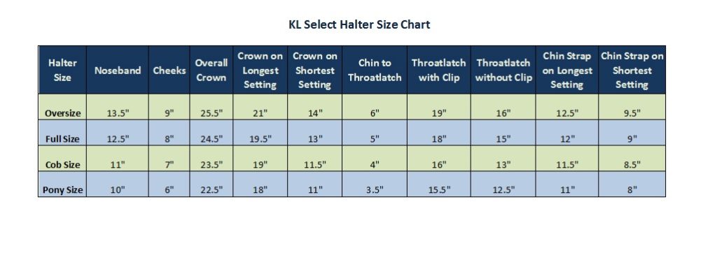 Halter Size Chart